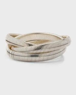 Gas Bijoux 3 Row Bangle Bracelet - Silver