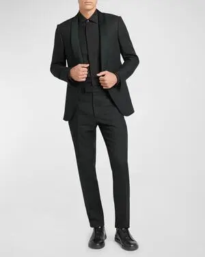 Zegna Shawl-collar Linen Tuxedo - Black Solid