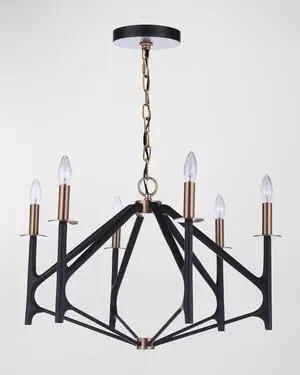 ELLINGTON The Reserve 6-light Chandelier - Flat Blk Satin Brass