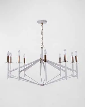 ELLINGTON The Reserve 10 Light Chandelier - White/satin Brass