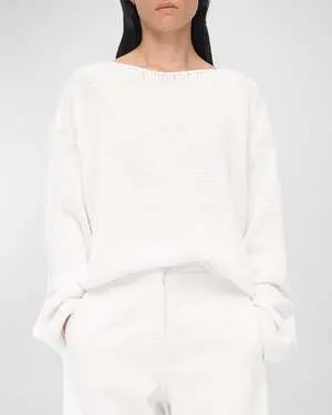 Another Tomorrow Another Tomorrow Draped Knit Sweater - White