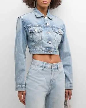 PURPLE BRAND Cropped Denim Jacket - Lt Indigo