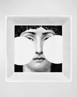 FORNASETTI Square Plate 20 X 20cm - Tema E Variazioni N.149 Blackwhite