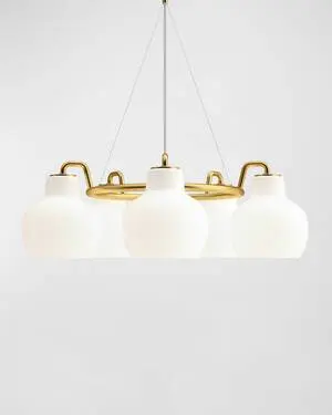 LOUIS POULSEN Vl Ring Crown 5-light Chandelier, 9 - Brass/opal Glass
