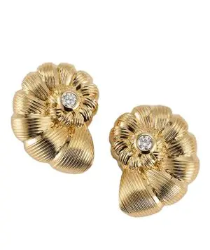SYDNEY EVAN 14k Yellow Gold Diamond Nautilus Stud Earrings