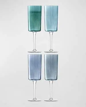 LSA Gems Champagne Flutes, Set Of 4 Blue