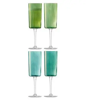 LSA Gems Champagne Flutes, Set Of 4 Green