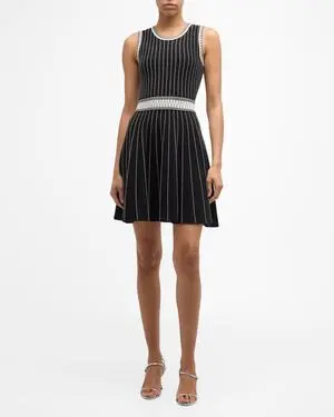 milly striped knit dress Sleeveless Mini In Black/Ecru - 54% Off Sadie
