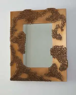 Neiman Marcus Textured Rectangular Accent Mirror - Gold