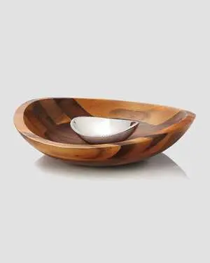 NAMBE Braid Chip & Dip Server Brown And Silver