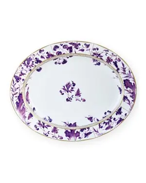 Bernardaud Prunus Oval Platter, 15" - White/purple