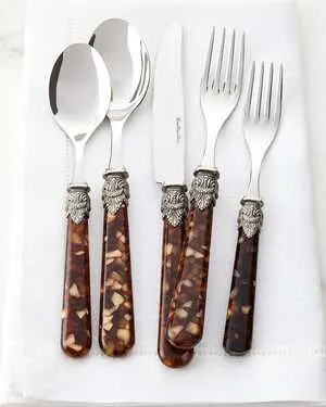 Neiman Marcus Napoleon 20-piece Flatware Set, Tortoise - Tortoi