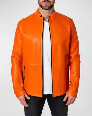 MACEOO Leather Lab Jacket - Orange