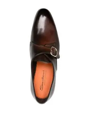 Santoni Faded-effect Leather Monk Shoes