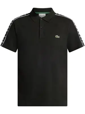 Lacoste Logo-embroidered Side-stripe Polo Shirt - Black