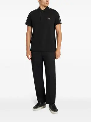 Lacoste Logo-embroidered Side-stripe Polo Shirt - Black