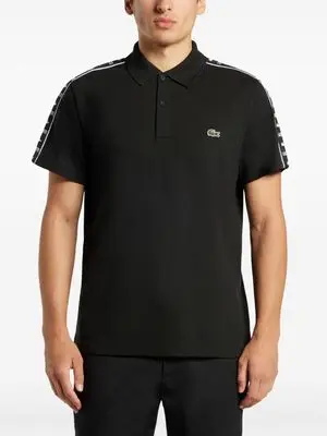 Lacoste Logo-embroidered Side-stripe Polo Shirt - Black