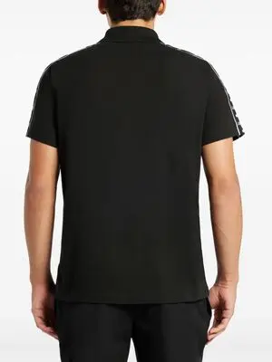 Lacoste Logo-embroidered Side-stripe Polo Shirt - Black