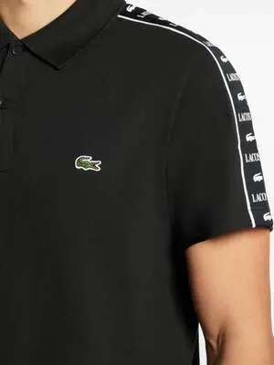 Lacoste Logo-embroidered Side-stripe Polo Shirt - Black