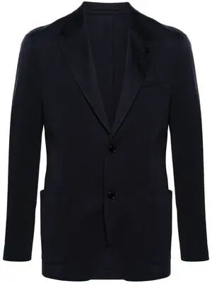 LARDINI Single-breasted Wool-blend Blazer - Blue