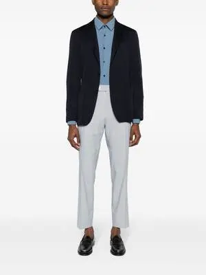 LARDINI Single-breasted Wool-blend Blazer - Blue