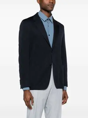 LARDINI Single-breasted Wool-blend Blazer - Blue