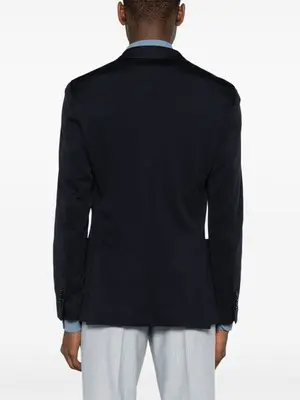 LARDINI Single-breasted Wool-blend Blazer - Blue