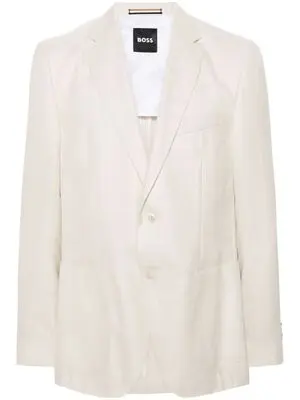 BOSS Notched-lapels Single-breasted Blazer - Neutrals