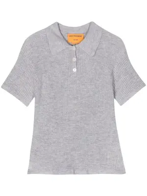 Guest In Residence Shrunken Cashmere Polo Top - Grey