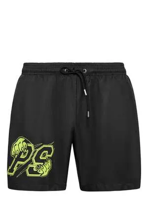 PLEIN SPORT Logo-print Swim Shorts - Black