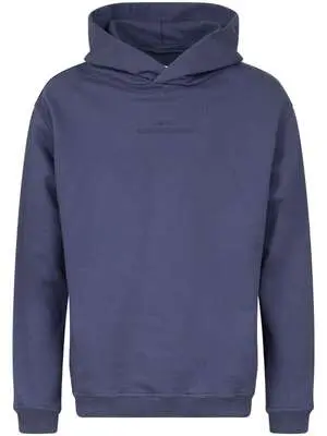 MAISON MARGIELA Logo Embroidered Cotton Hoodie - Blue