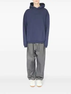 MAISON MARGIELA Logo Embroidered Cotton Hoodie - Blue