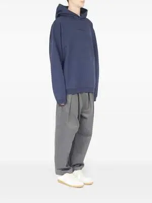 MAISON MARGIELA Logo Embroidered Cotton Hoodie - Blue