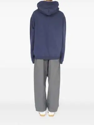 MAISON MARGIELA Logo Embroidered Cotton Hoodie - Blue
