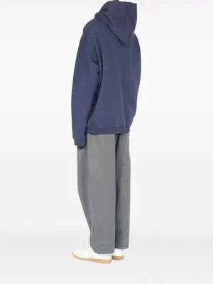 MAISON MARGIELA Logo Embroidered Cotton Hoodie - Blue