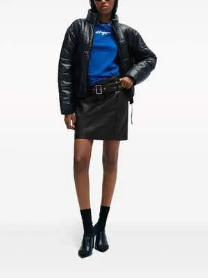 Hugo Belted Leather Miniskirt