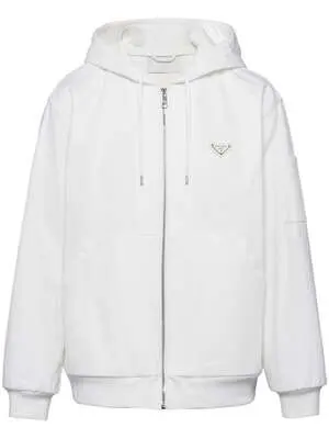 PRADA SPORTSホワイト ジップアップジャケット Prada Triangle-Logo Zip-Up Hoodie - White | Editorialist