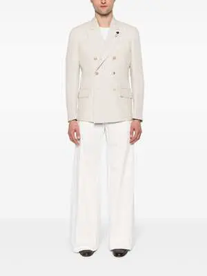 LARDINI Double-breasted Linen Blazer - Neutrals