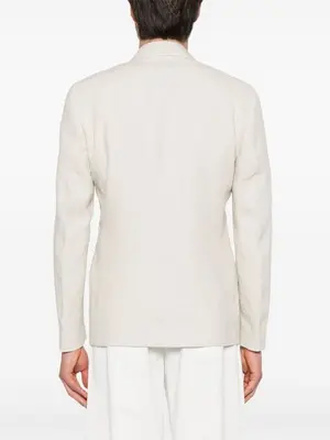 LARDINI Double-breasted Linen Blazer - Neutrals