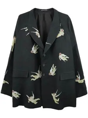 Yohji Yamamoto Angels-print Single-breasted Blazer - Black