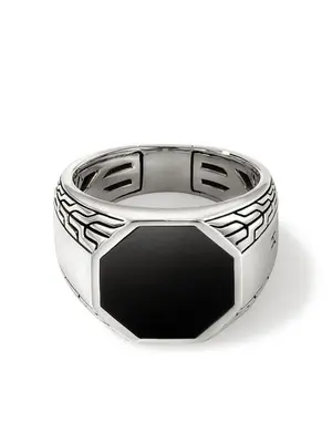 John Hardy Sterling Signet Ring With Onyx - Silver