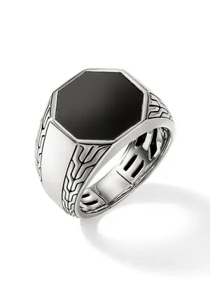 John Hardy Sterling Signet Ring With Onyx - Silver