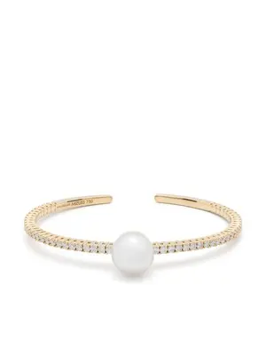 Mizuki 18kt Yellow South Sea Pearl And Diamond Cuff Bracelet - Gold