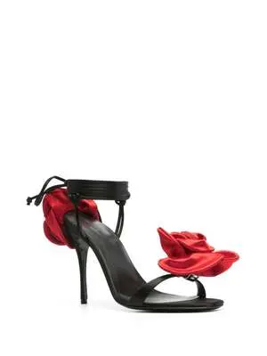 Magda Butrym 105mm Floral-appliqué Satin Sandals - Black