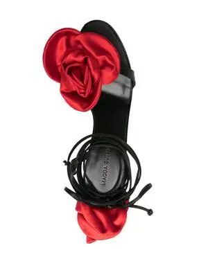 Magda Butrym 105mm Floral-appliqué Satin Sandals - Black