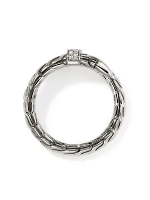 John Hardy Sterling Diamond Spear Ring - Silver