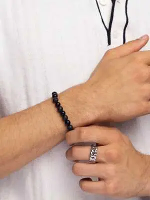 NIALAYA JEWELRY Onyx Beaded Bracelet - Black