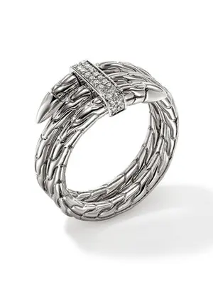 John Hardy Sterling Diamond Spear Ring - Silver