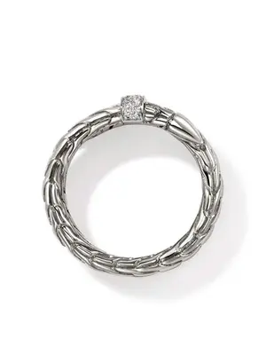 John Hardy Sterling Diamond Spear Ring - Silver
