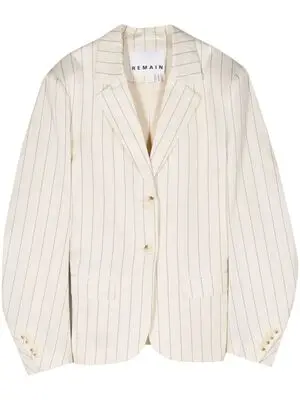 Remain Birger Christensen Drapy Pinstriped Single-breasted Blazer